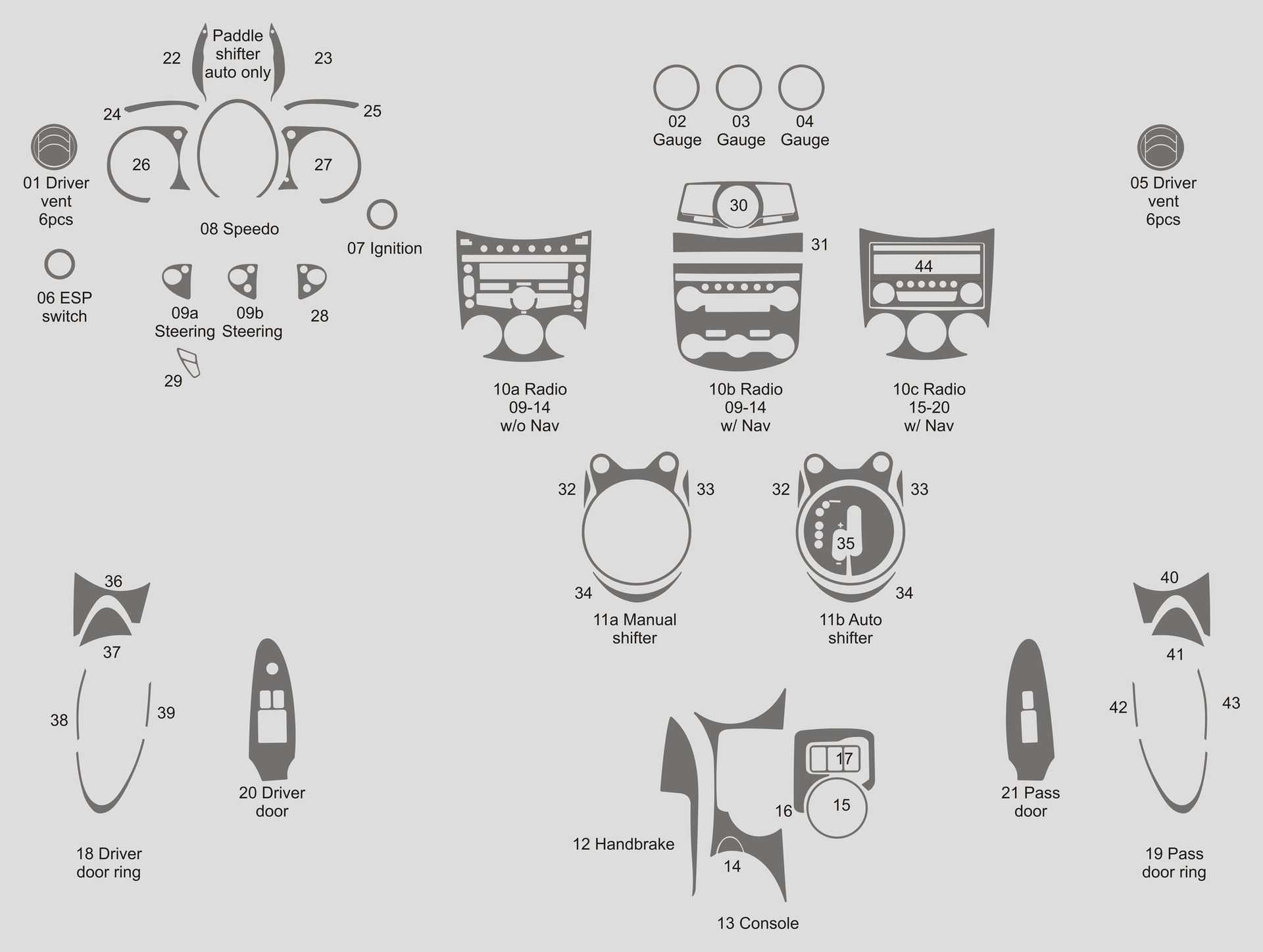 Nissan 370Z (Coupe) - 2009-2020 - Dash kit (Full) - #NI3709INF ...