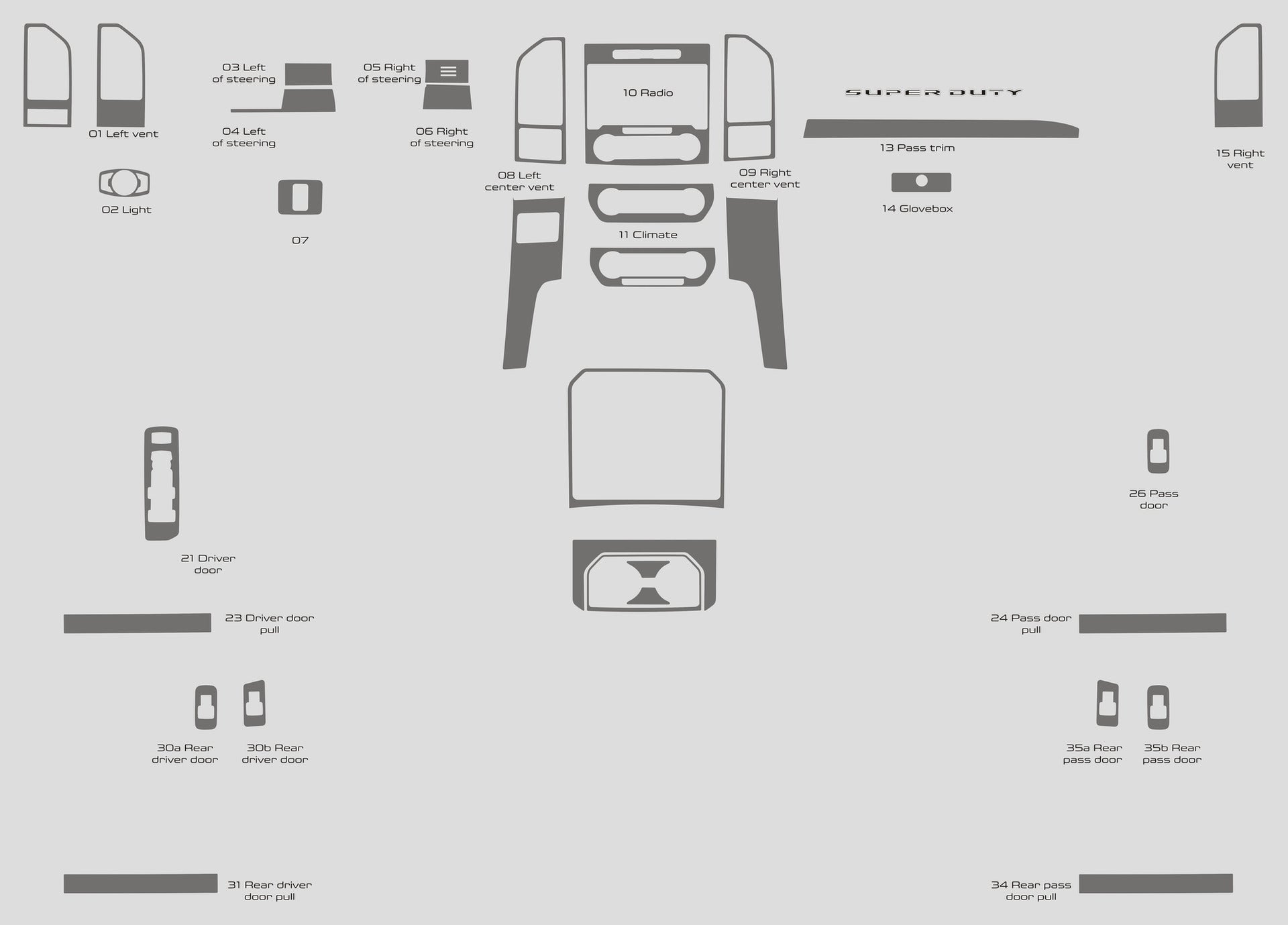 Ford F-250 Super Duty (Crew Cab) - 2017-2021 - Dash kit (Full) - # ...